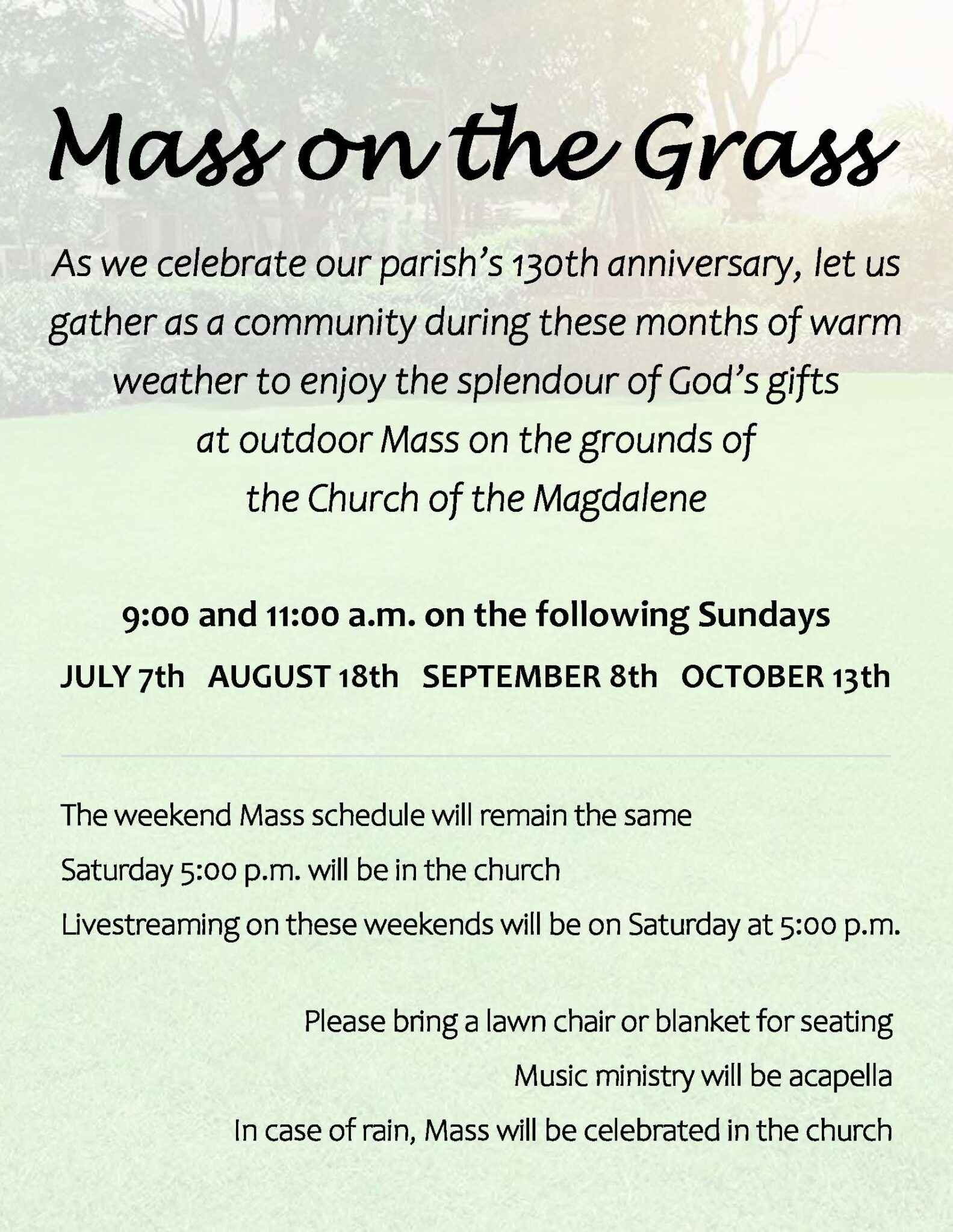 Mass on the Grass | Church of the Magdalene